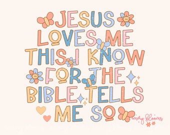 Jesus Loves Me This I Know PNG, Pastel Aesthetic Boho Christian Png ...