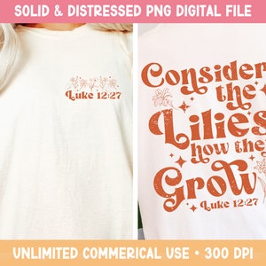 Retro Bible Verse SVG PNG Luke 12 27 Aesthetic Christian Sayings ...