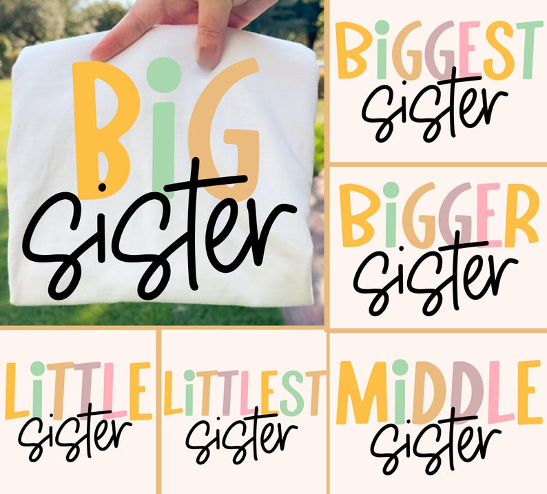 Big Sis SVG, Middle Sis Png, Little Sis Png, Cursive Png, Retro Png ...