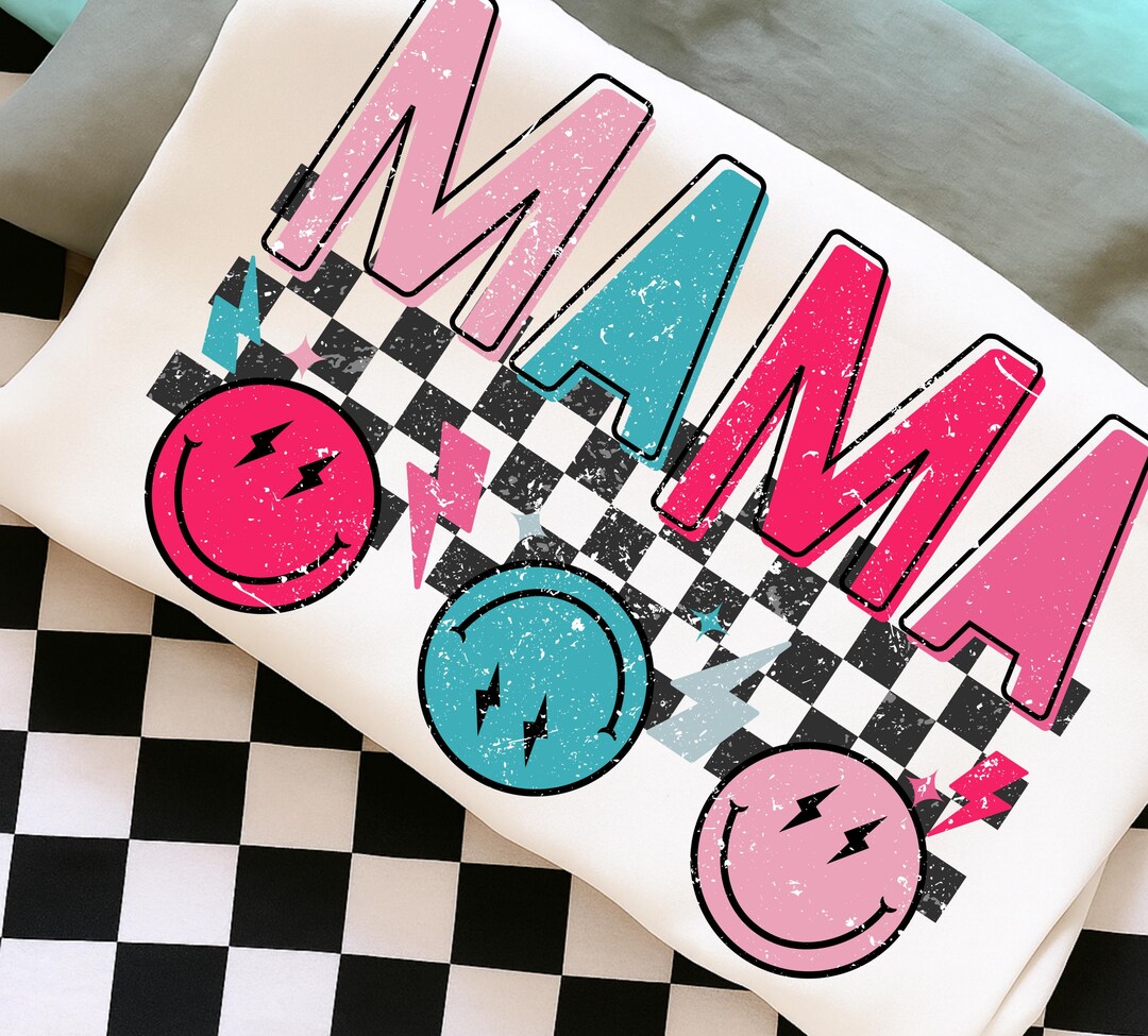Retro Mama PNG, Groovy 90s Checkered Design (sublimation Download ...