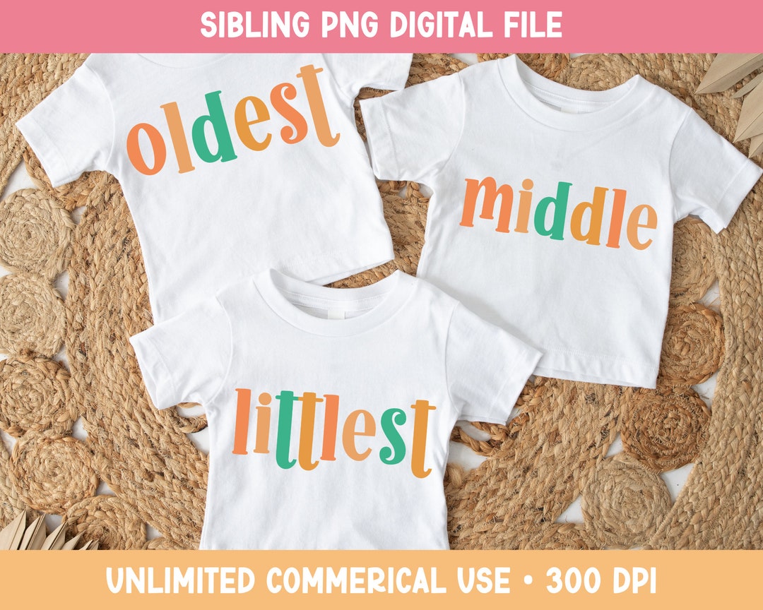 Sibling Retro Matching Oldest Middle Littlest Sister PNG Bundle ...