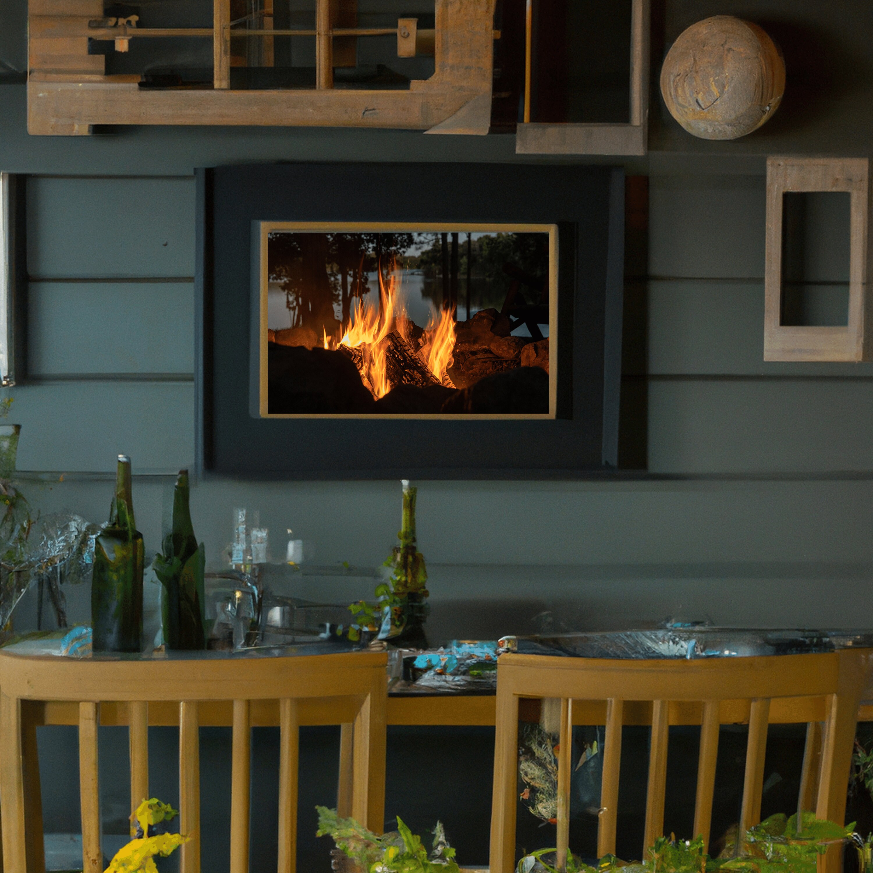 Lake Campfire Print Campfire Wall Art Lake House Decor Cabin Decor for ...