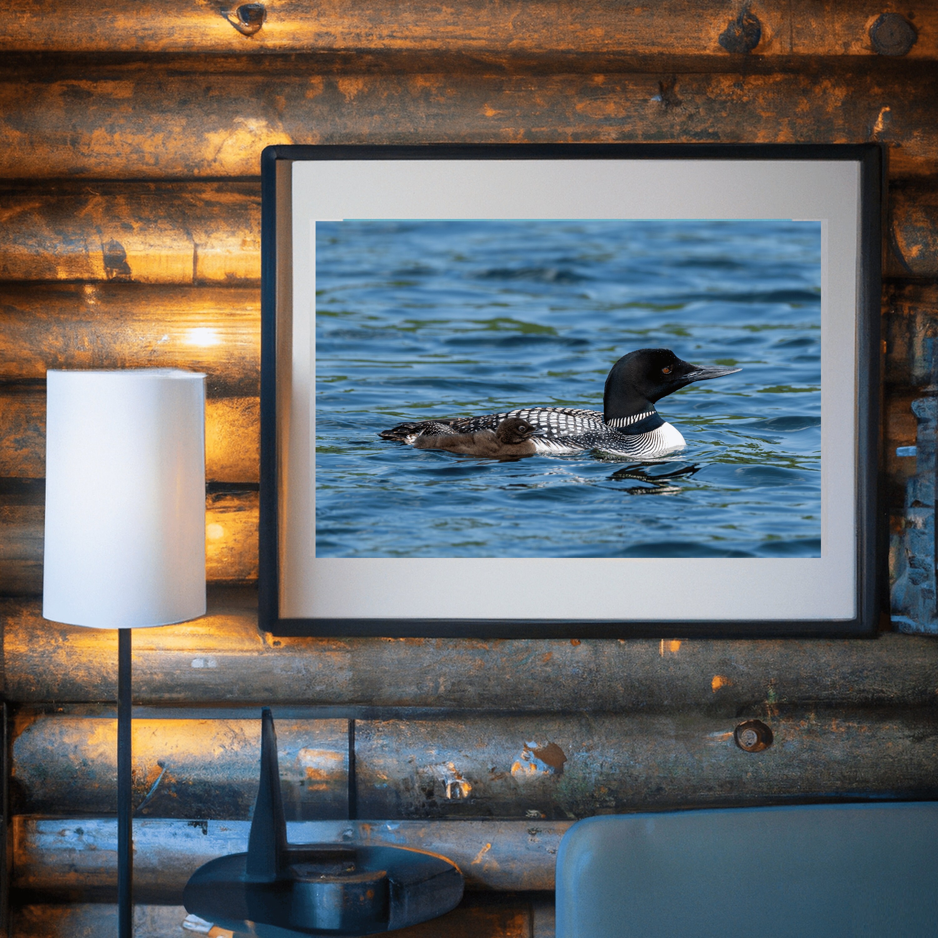 Mother and Baby Loon, Loon Print, Loon Art for Lake House, Lake House ...