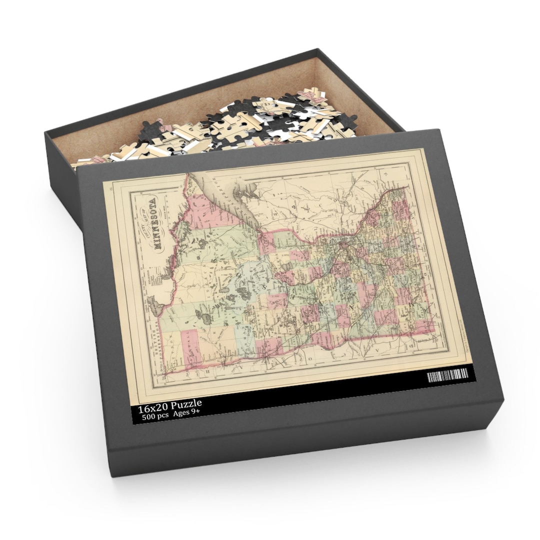Vintage Map Puzzle, Vintage Minnesota Map Puzzle, Puzzle (120, 252, 500 ...