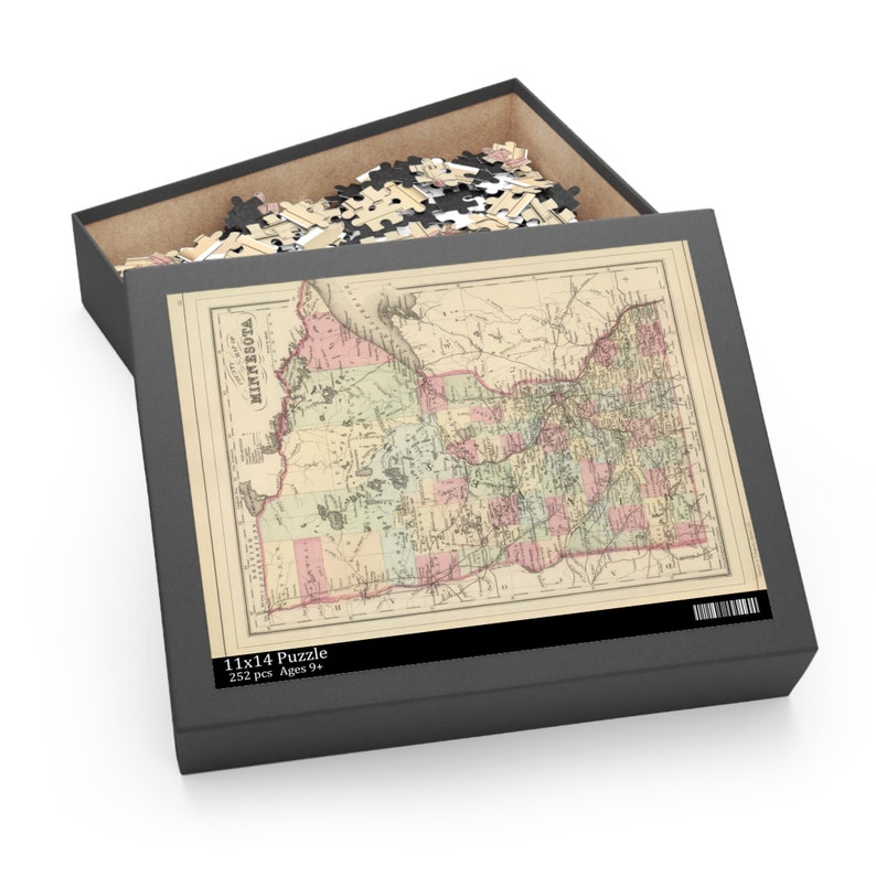 Vintage Map Puzzle, Vintage Minnesota Map Puzzle, Puzzle (120, 252, 500 ...