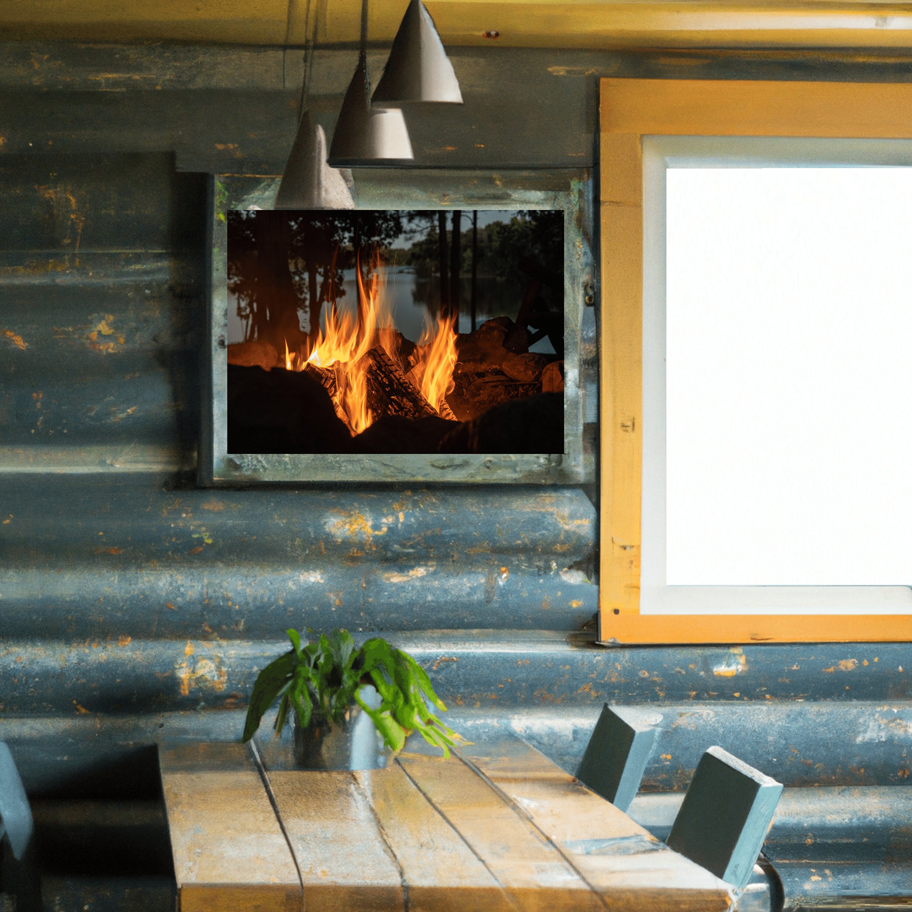 Lake Campfire Print Campfire Wall Art Lake House Decor Cabin Decor for ...