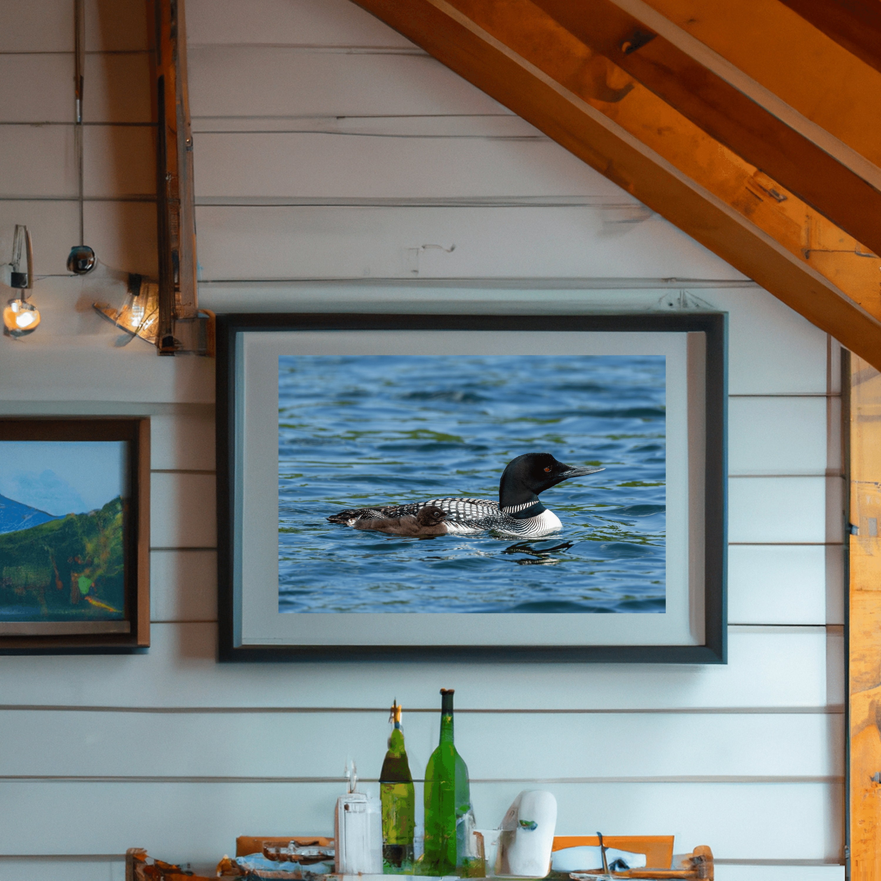 Mother and Baby Loon, Loon Print, Loon Art for Lake House, Lake House ...
