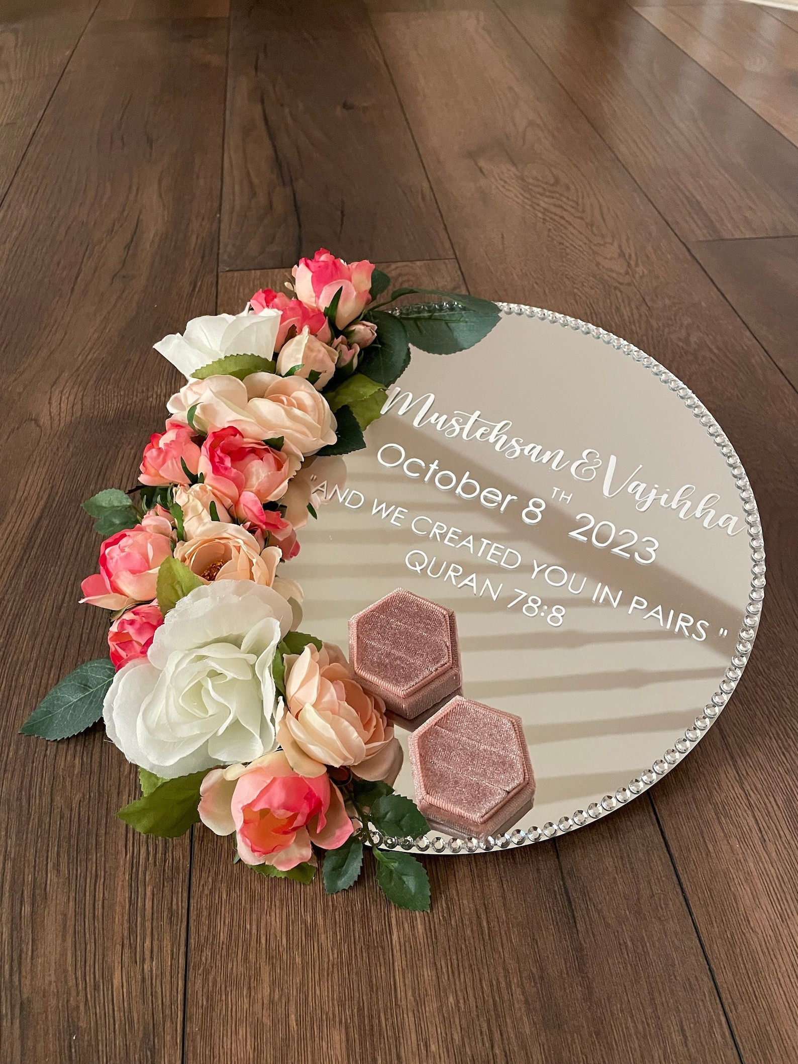 Custom Floral Mirror Ring Tray - Etsy