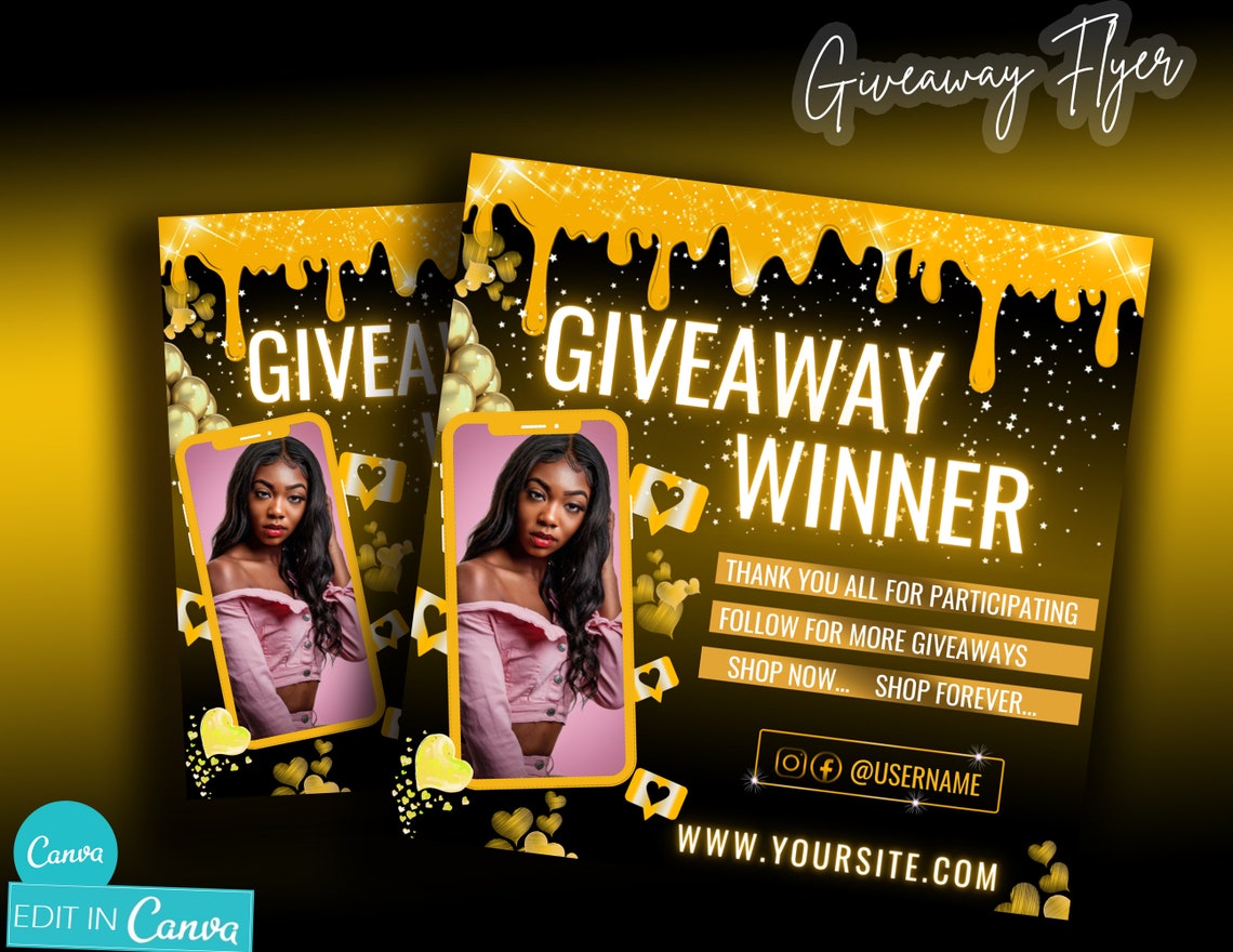 Giveaway Winner Flyer Giveaway Flyer Raffle Flyer Boutique - Etsy