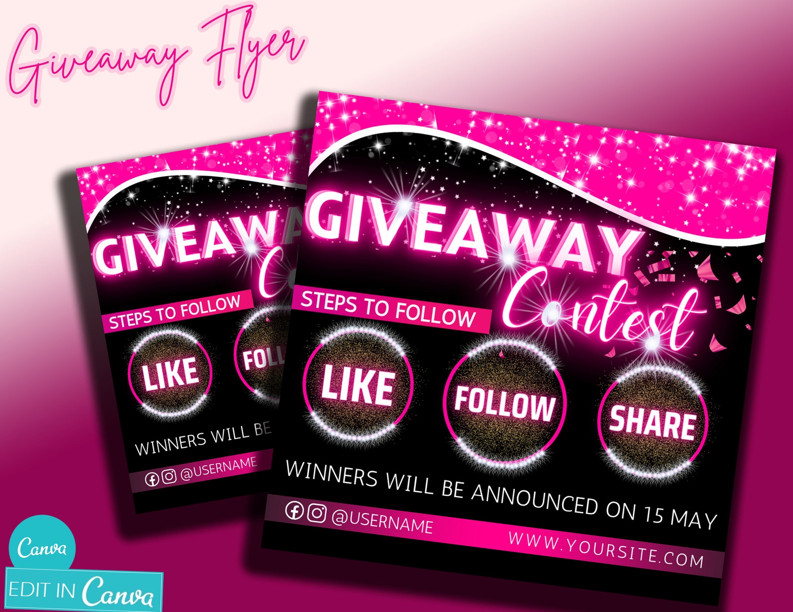 Giveaway Winner Flyer, Giveaway Flyer, Raffle Flyer, Boutique Flyer ...