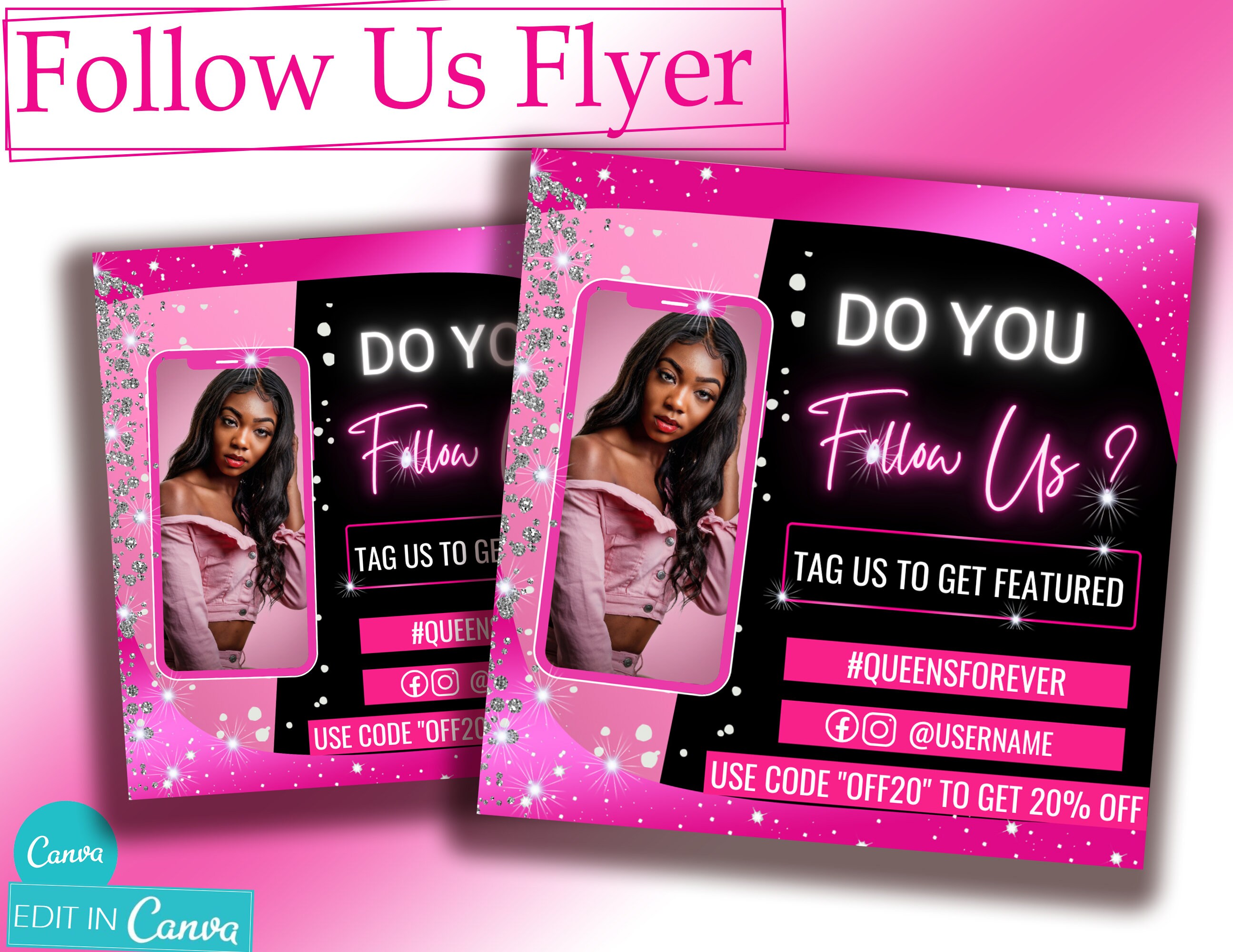 Tag Us Flyer Follow Us Flyer Tag Us in Selfies Flyer Selfie - Etsy