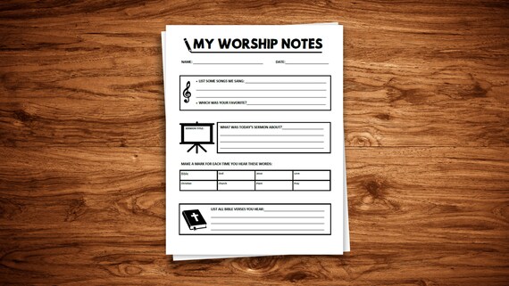 Children's Worship Notes. Download and Print. for Boys and - Etsy