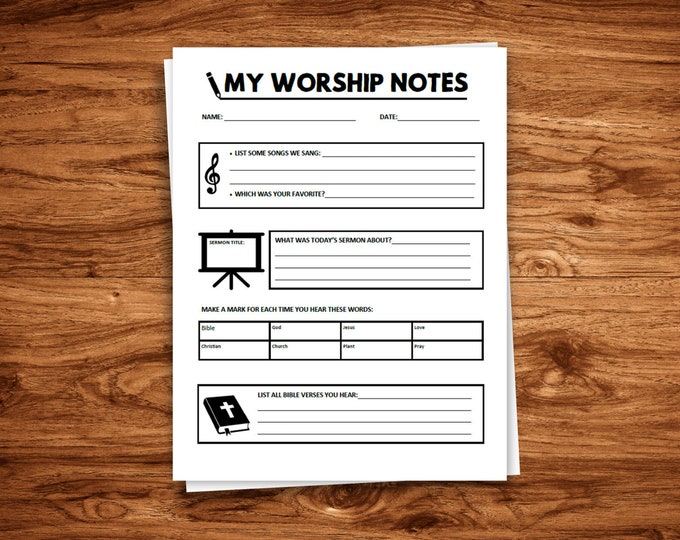 Sermon Notes. PDF Printable. Instant Download. Worship Notes for Adults ...