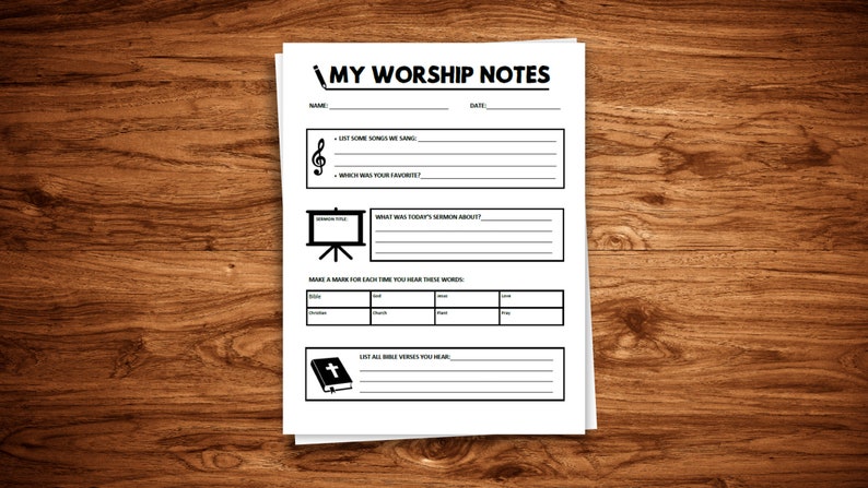Children's Worship Notes. Download and Print. for Boys and Girls ...