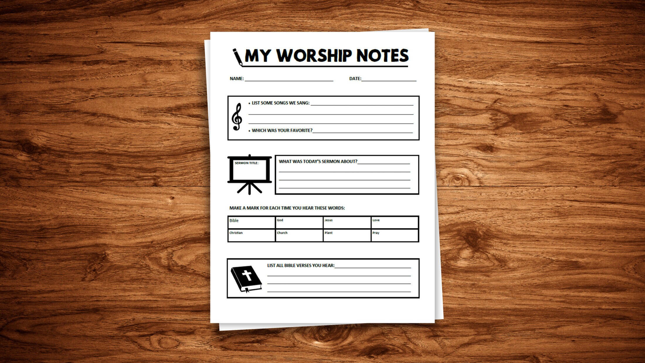 Children's Worship Notes. Download and Print. for Boys and Girls ...