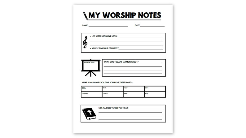 Children's Worship Notes. Download and Print. for Boys and Girls ...