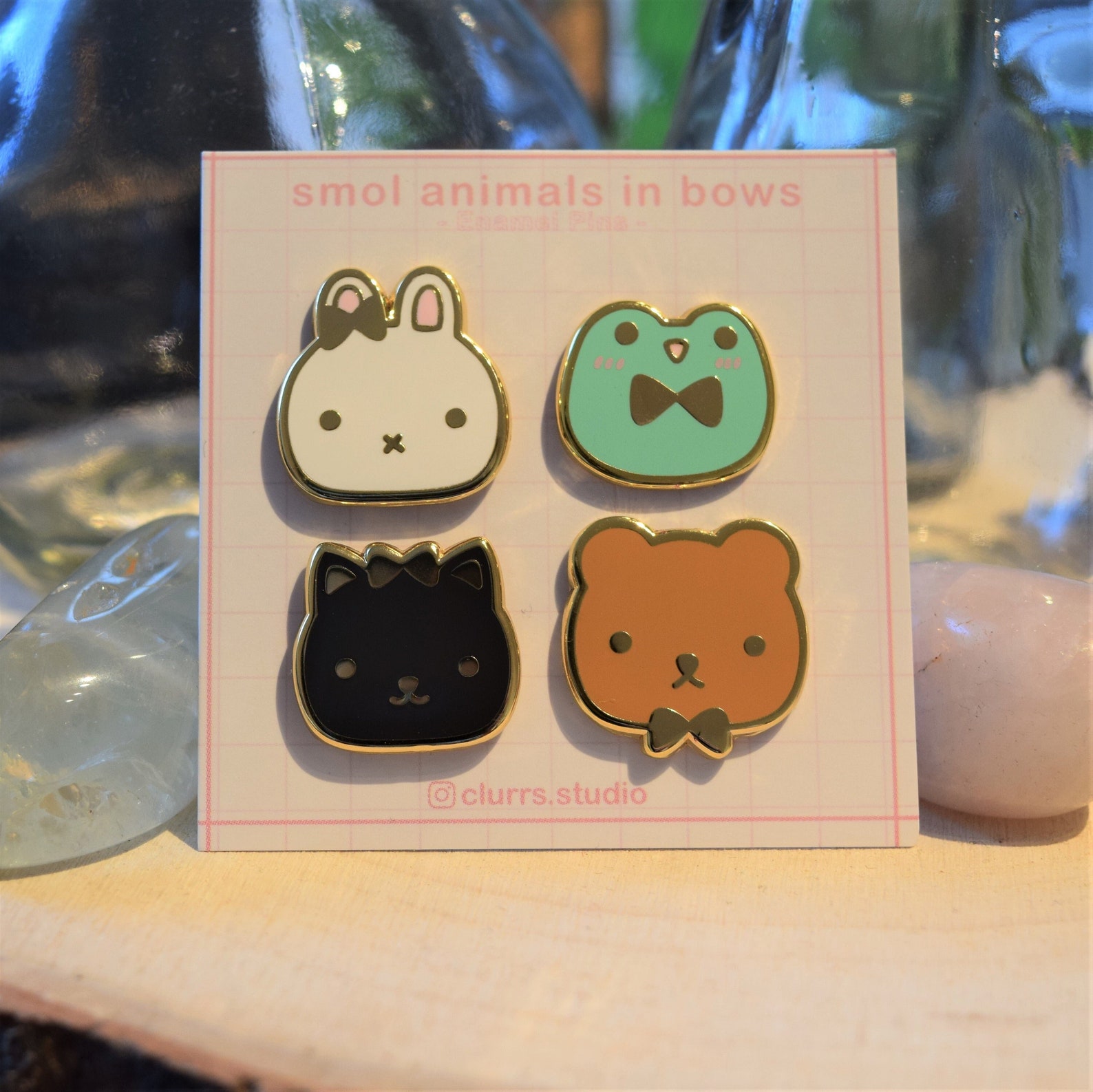 Smol Animals in Bows Enamel Pins - Etsy