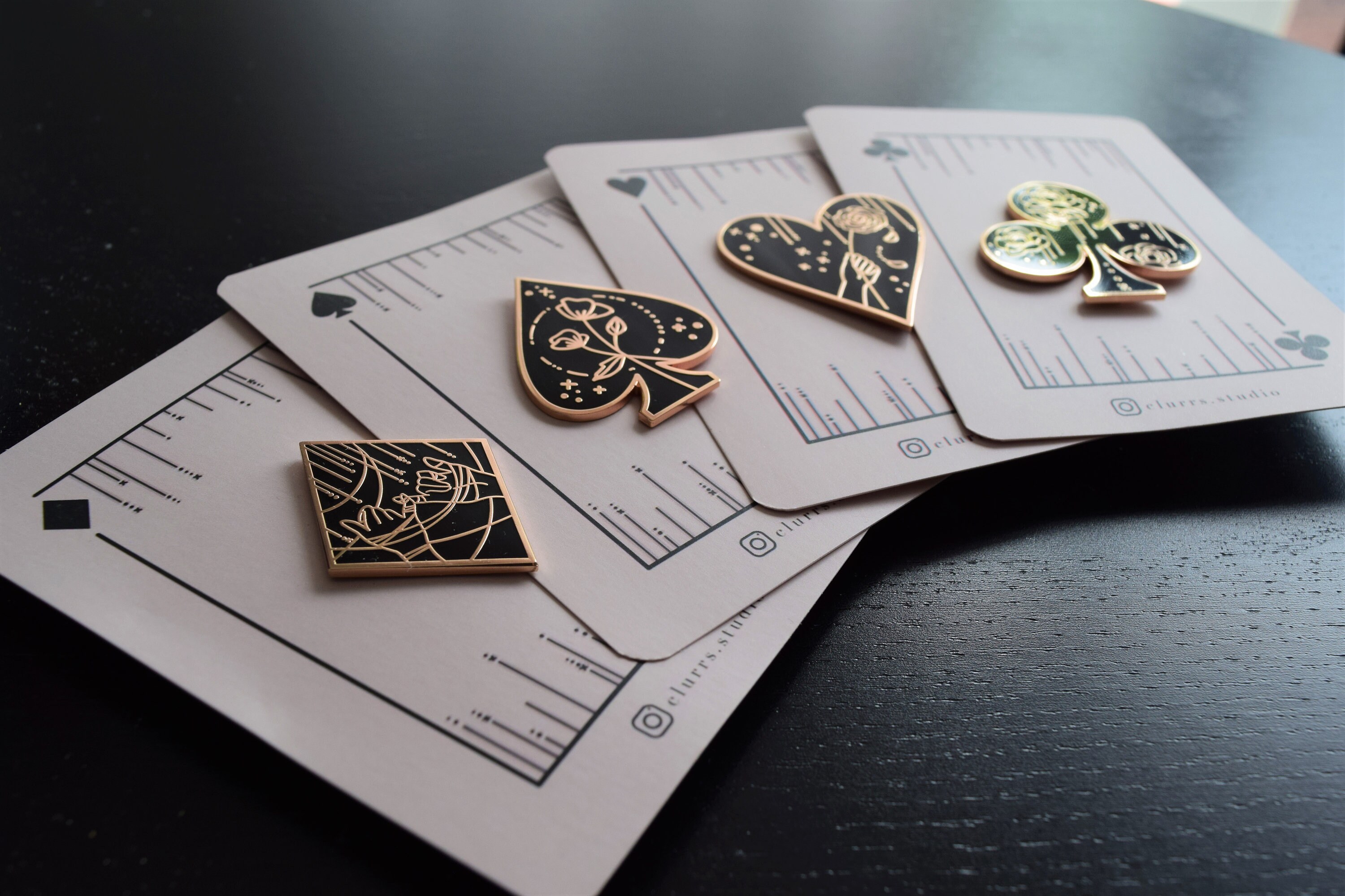 Floral Poker Suit Enamel Pins - Etsy