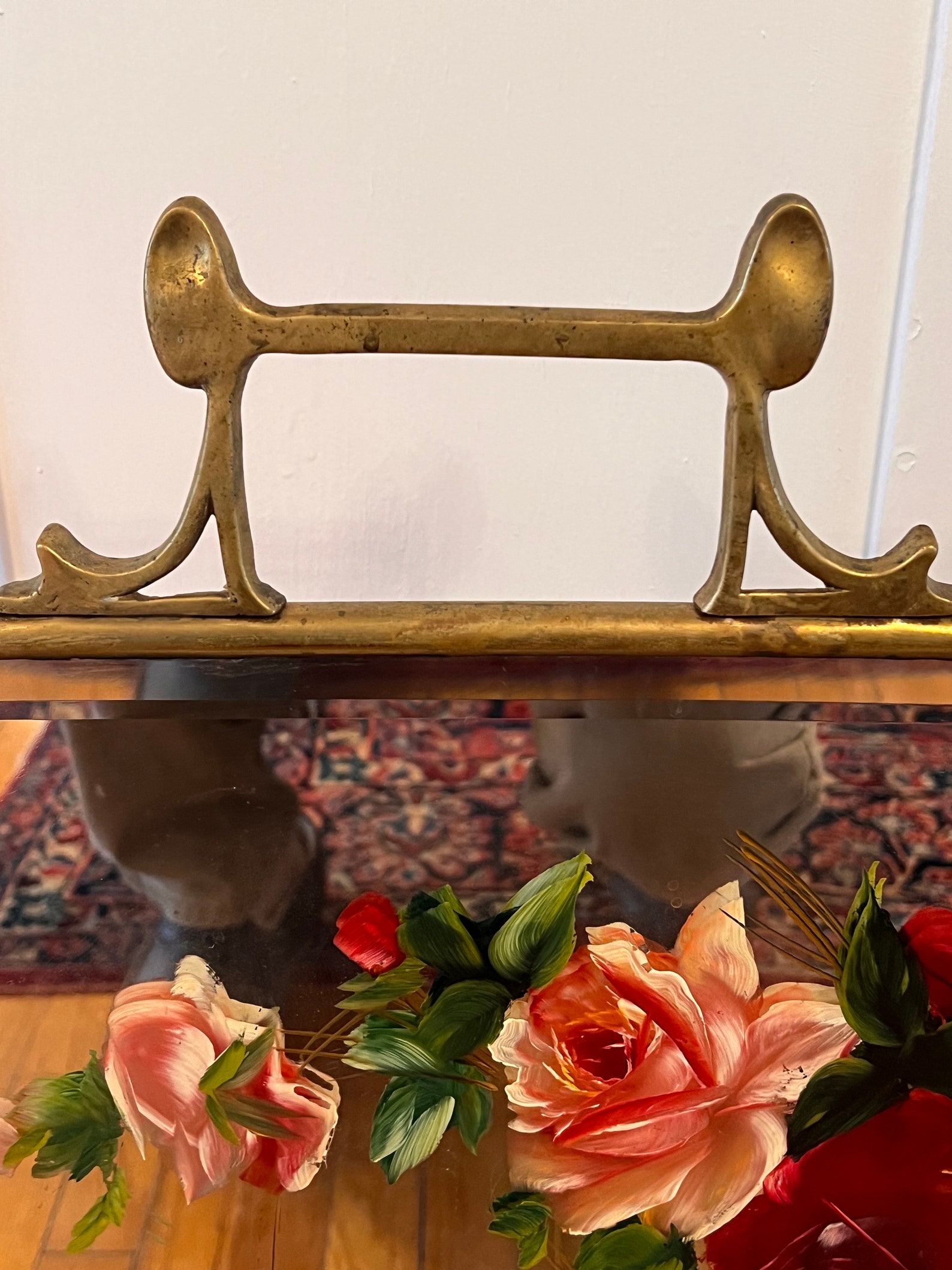 1930s Brass Mirrored Fire Screen With Hand Painted Roses - Etsy