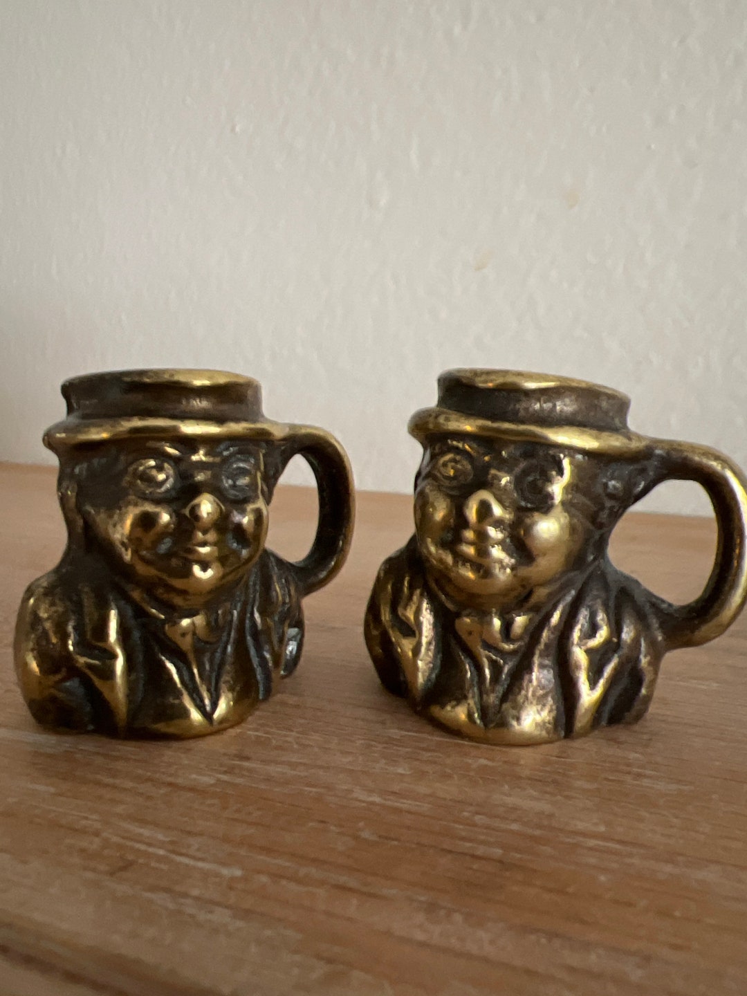 Pair of Miniature Bronze Toby “ Mr. Pickwick” Mug. 4 Cm. X 4 Cm. Made ...