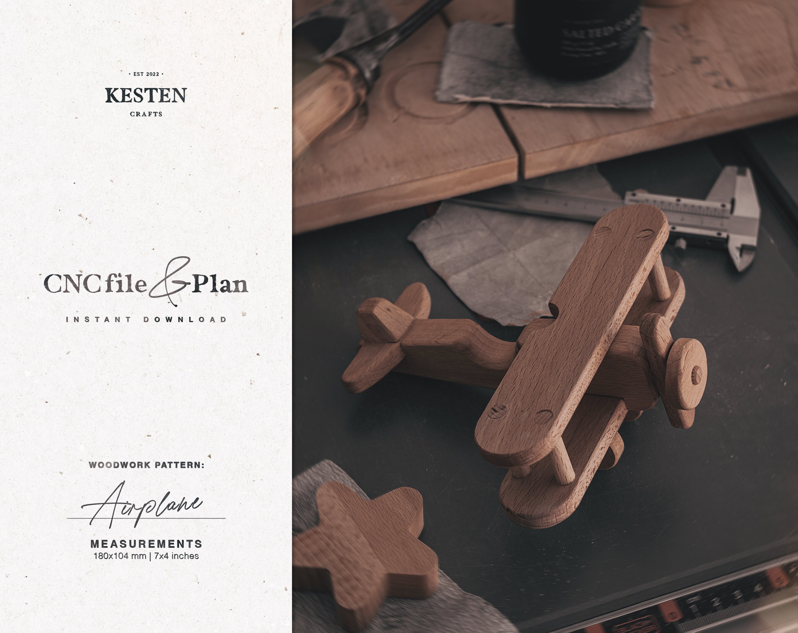 Wooden Airplane Plan, Wooden Airplane Laser Cut | Airplane SVG, DXF and ...