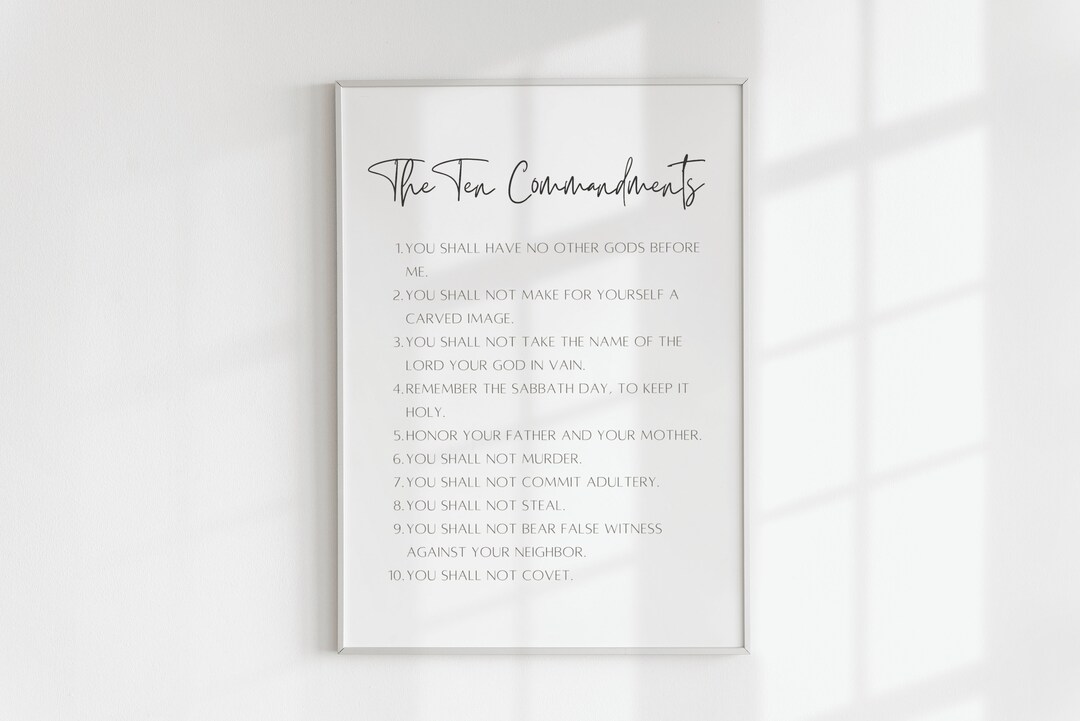 The Ten Commandments, Modern Bible Wall Art, Scripture Art Prints ...
