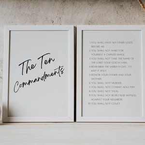 The Ten Commandments, Modern Bible Wall Art, Scripture Art Prints ...