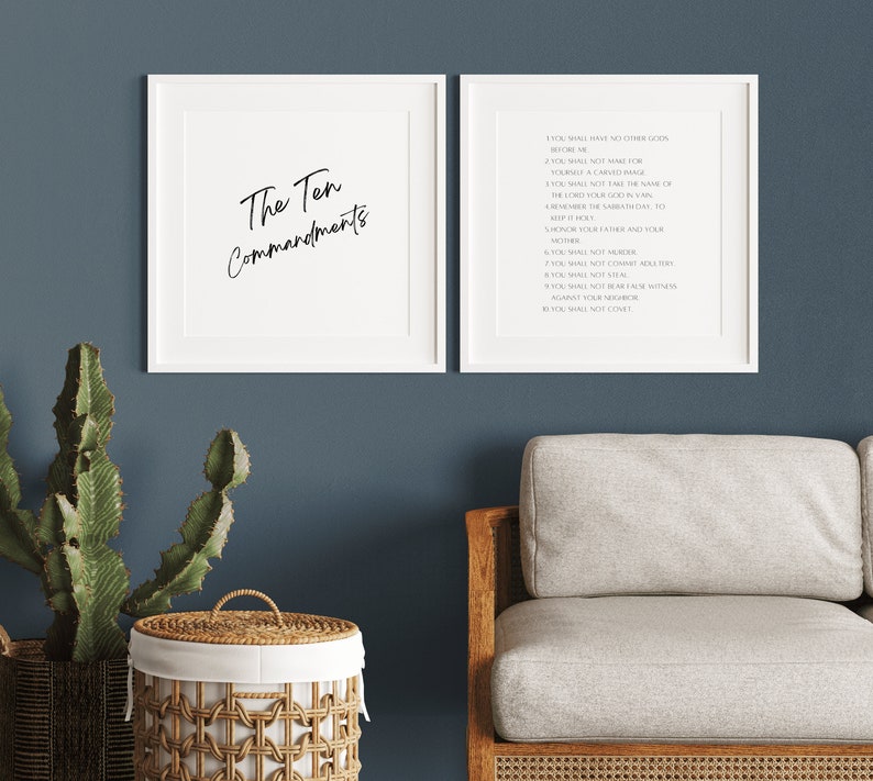 The Ten Commandments Modern Bible Wall Art Scripture Art - Etsy