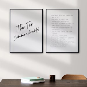 The Ten Commandments, Modern Bible Wall Art, Scripture Art Prints ...