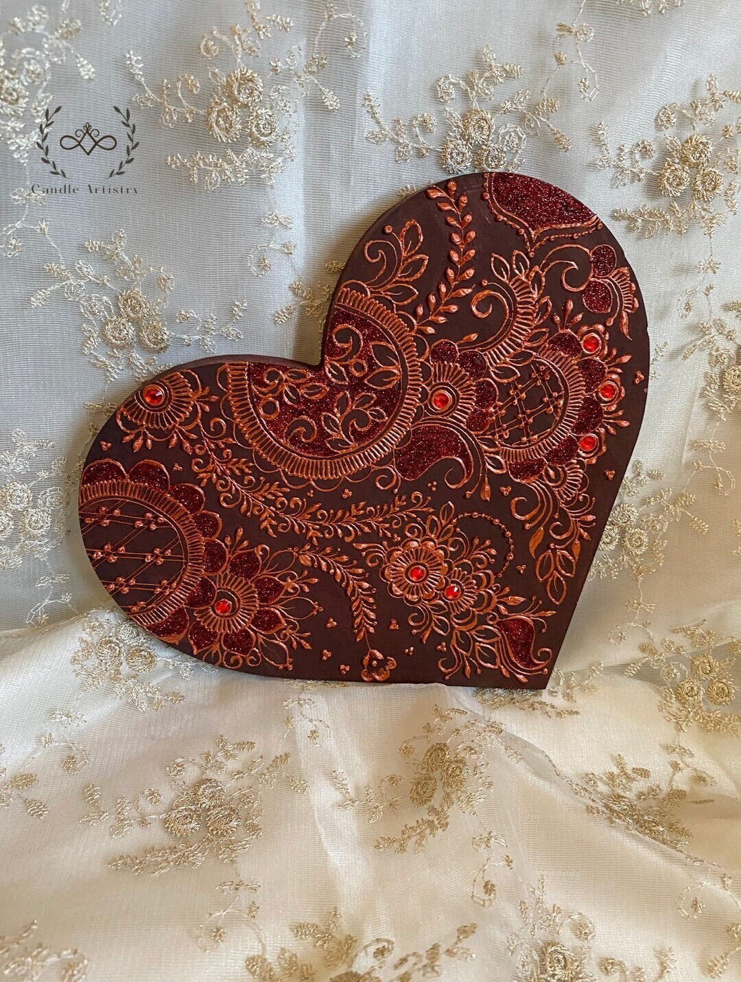 Henna Heart Wood Plaque I Wood Heart I Hand- Painted I Home Decor I ...