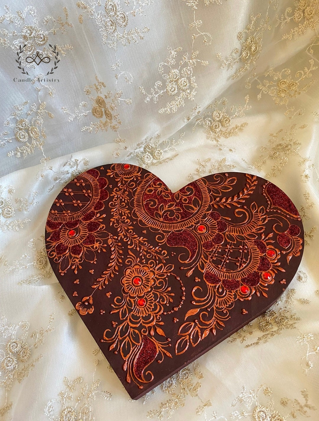 Henna Heart Wood Plaque I Wood Heart I Hand Painted I Home Decor I ...