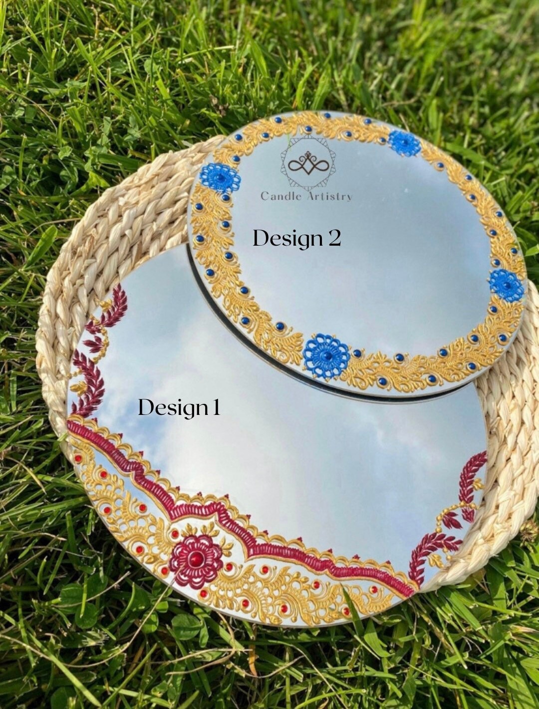 Henna Mirror Plate I Henna Thaal I Home Decor I Handmade I Engagement I ...