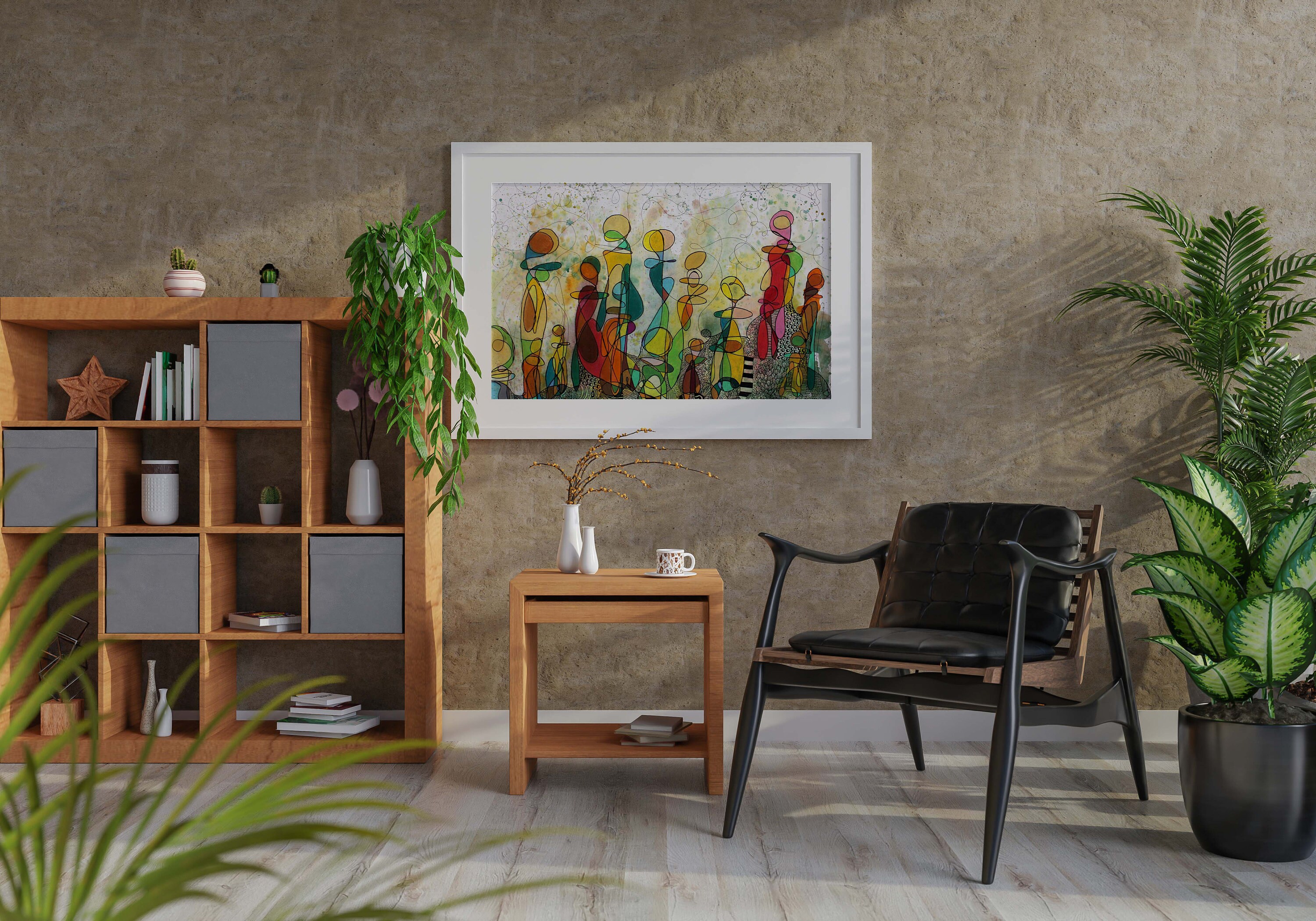 Abstract Family Gathering | Art Print of Original Drawing - Etsy