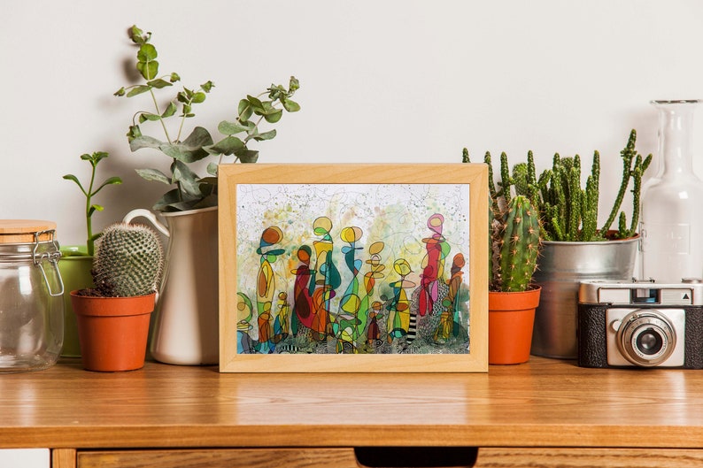 Abstract Family Gathering | Art Print of Original Drawing - Etsy