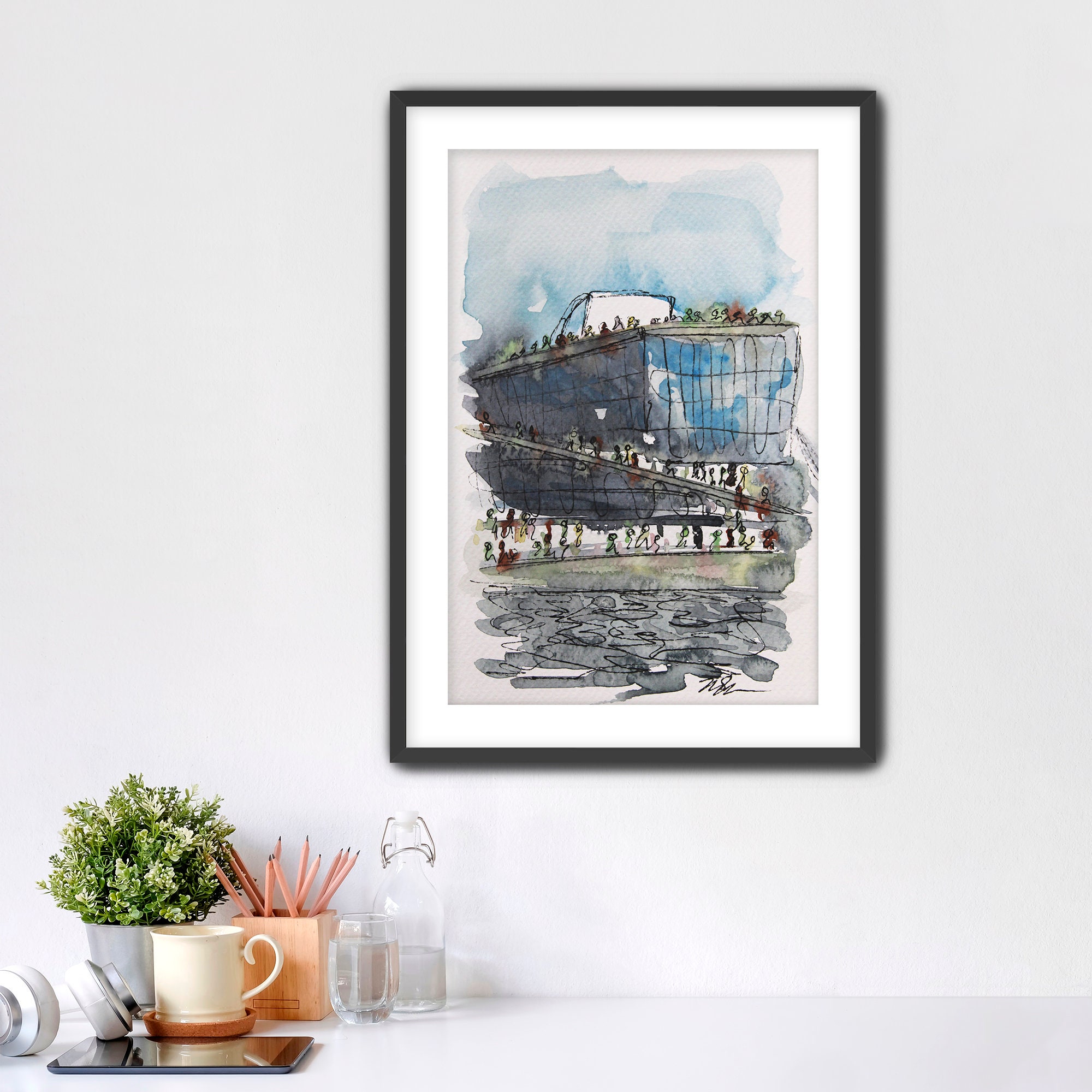 Oslo Opera House | Art Print of Original Watercolor Painting - Etsy