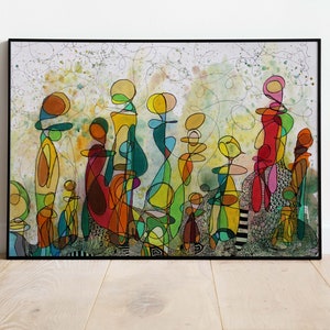 Abstract Family Gathering | Art Print of Original Drawing - Etsy