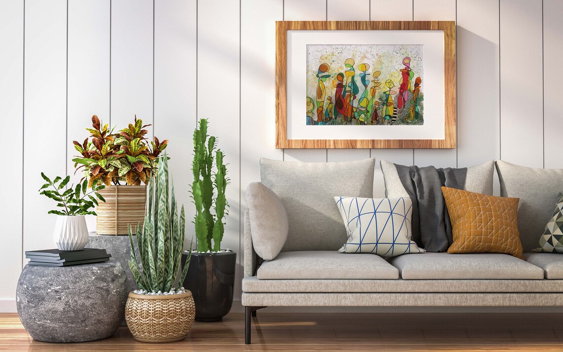 Abstract Family Gathering Art Print of Original Drawing | Etsy