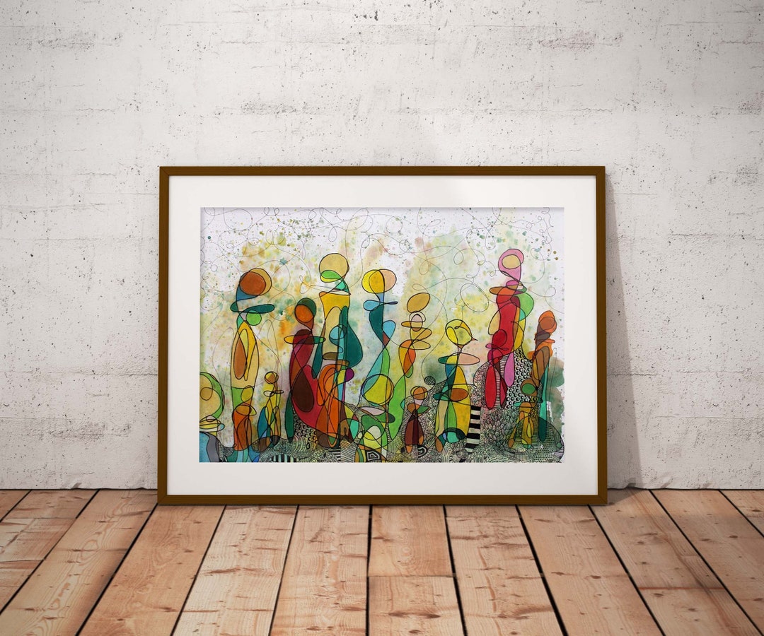 Abstract Family Gathering | Art Print of Original Drawing - Etsy