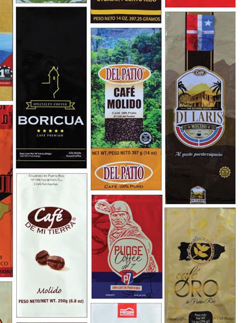COFFEE POSTER of Puerto Rican Brands. A Collage of 35 Coffee Bags From ...