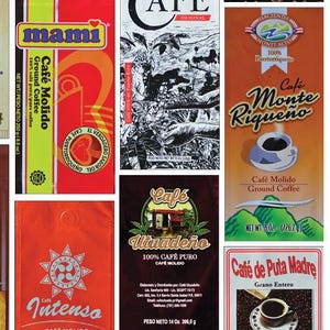 COFFEE POSTER of Puerto Rican Brands. A Collage of 35 Coffee Bags From ...