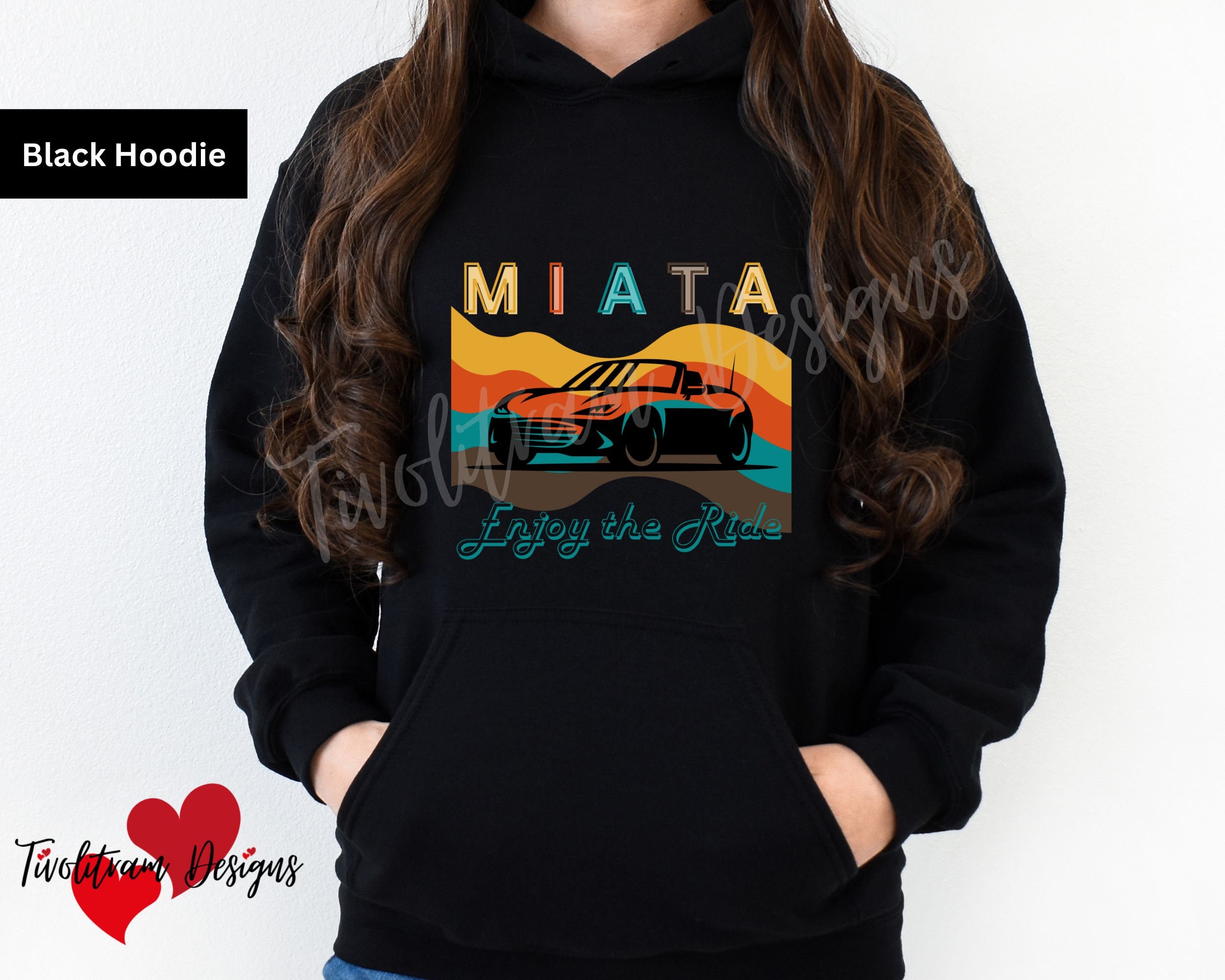Mazda Miata Enjoy the Ride in Retro Colors With Car in Silhouette Short ...