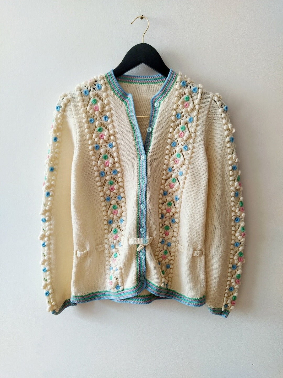 1960's Handmade Embroidered Cardigan Tirol Vintage Austrian Bavarian ...