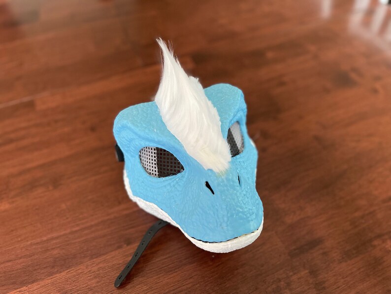 Icy Custom Dino Raptor Mask with Mesh Eyes and Mohawk READY | Etsy