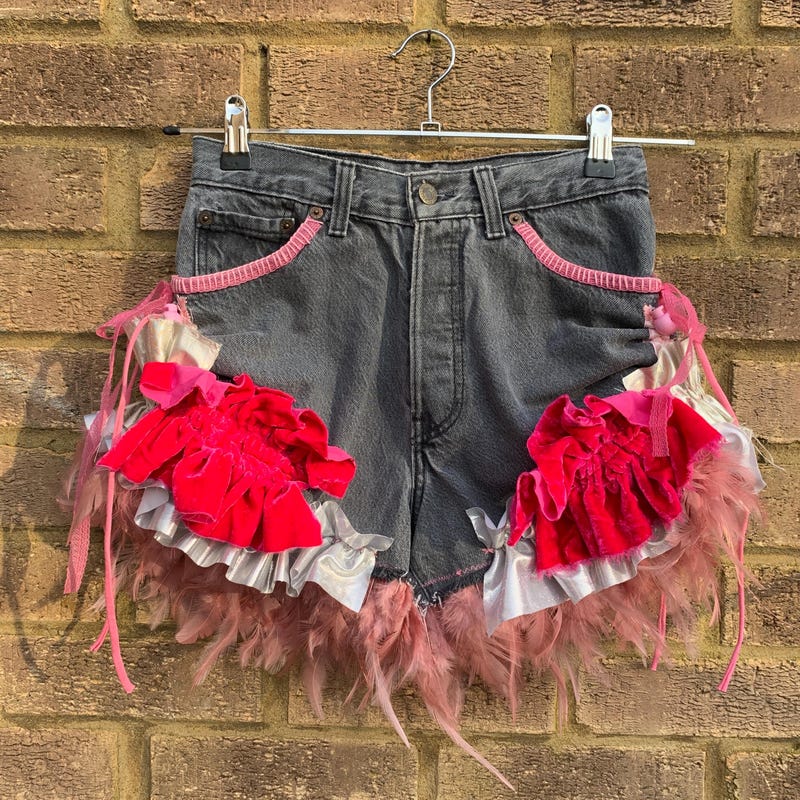 Ruffle Denim Shorts - Etsy