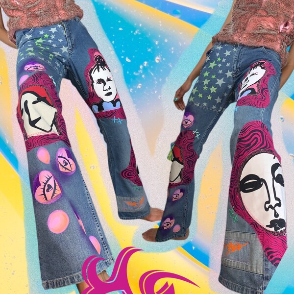 Abstract Jeans - Etsy