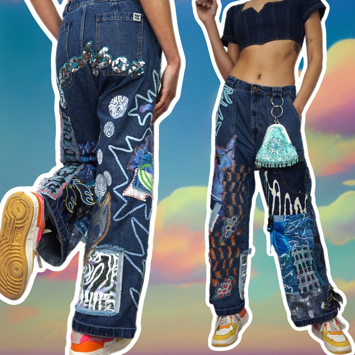 Honey We Hit the JACKPOT Up-cycled, Hand-painted and Patchwork Custom ...