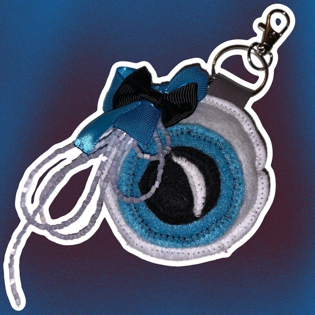 Mini Eyeball Plushie Bag Charm Zip Clip Bag Keychain Accessorie in Blue ...