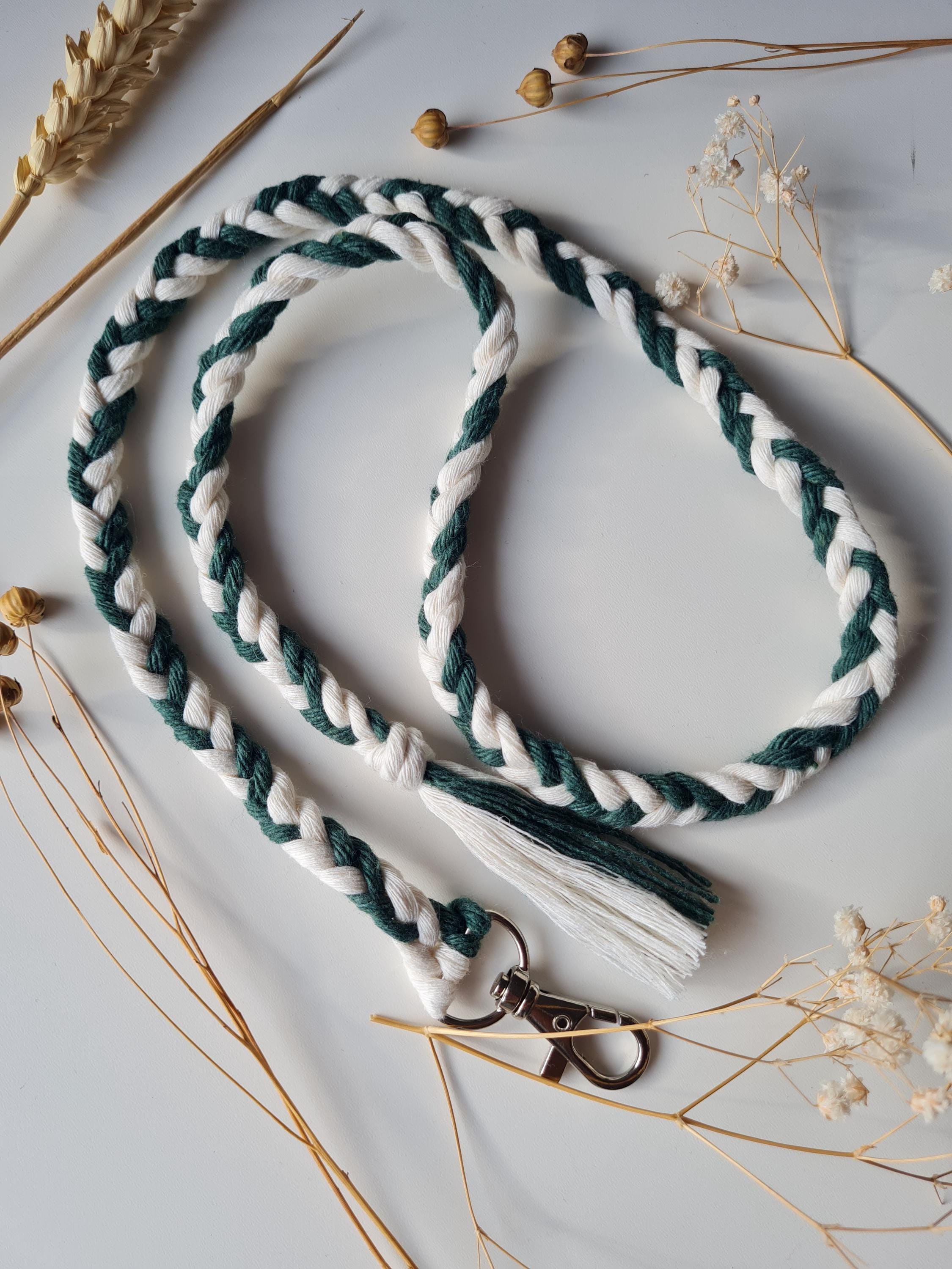 Two-tone Braided Hobby Horse Lead Rope – Green & White Cotton With ...