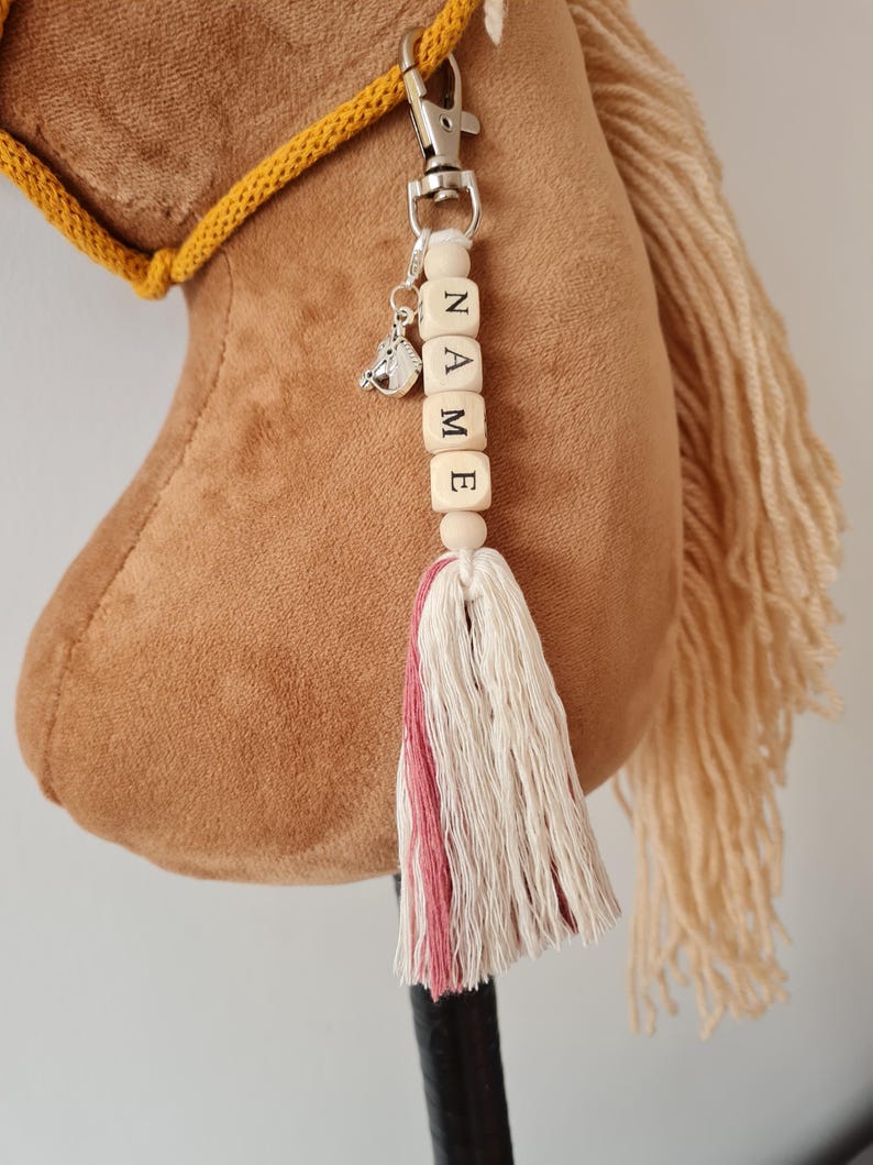Personalized Hobby Horse Charm: Custom Name Beads, Tassel Accessory - Etsy