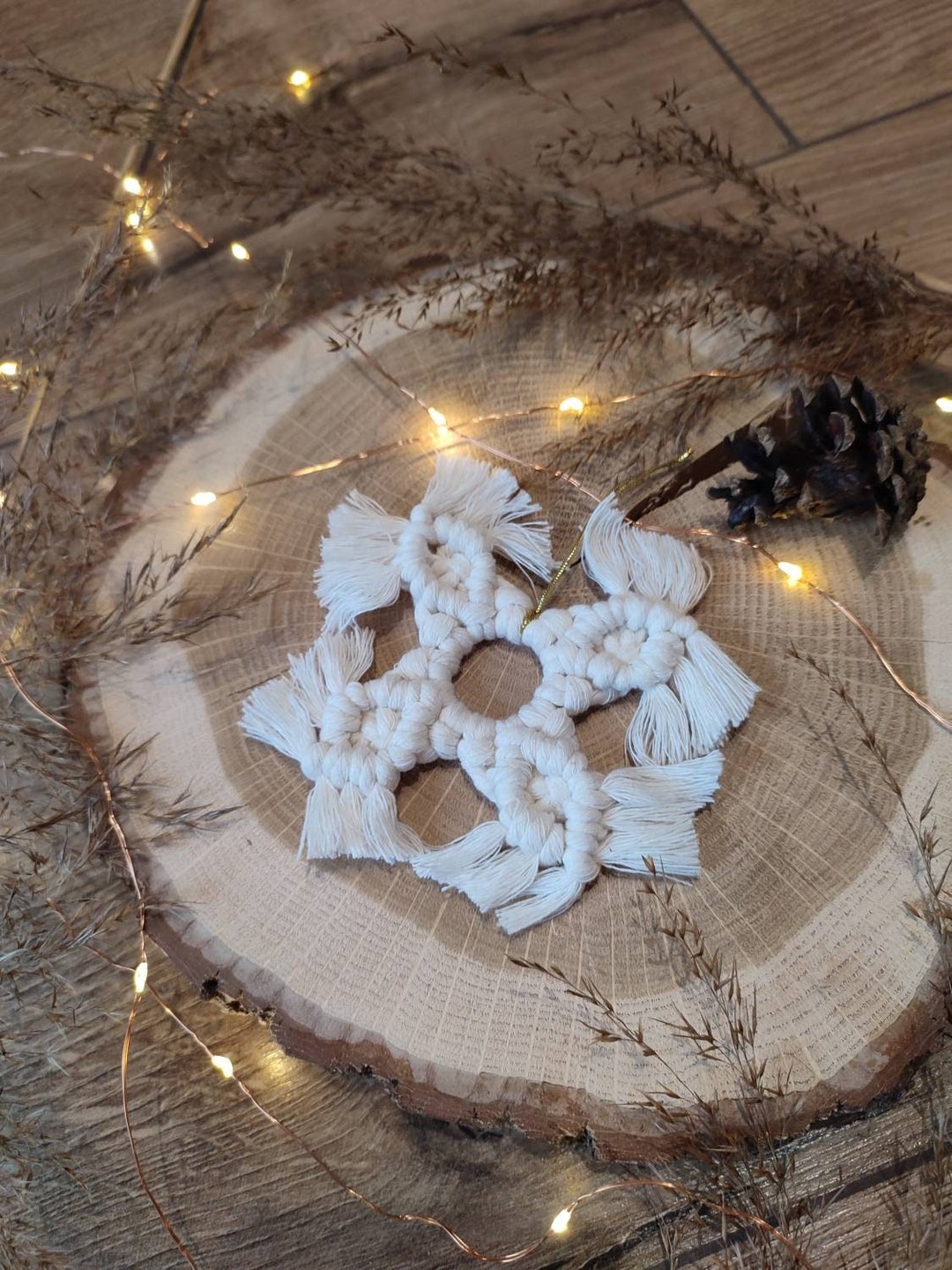 Fiber Snowflakes for Christmas Natural Tree Decoration Mini - Etsy